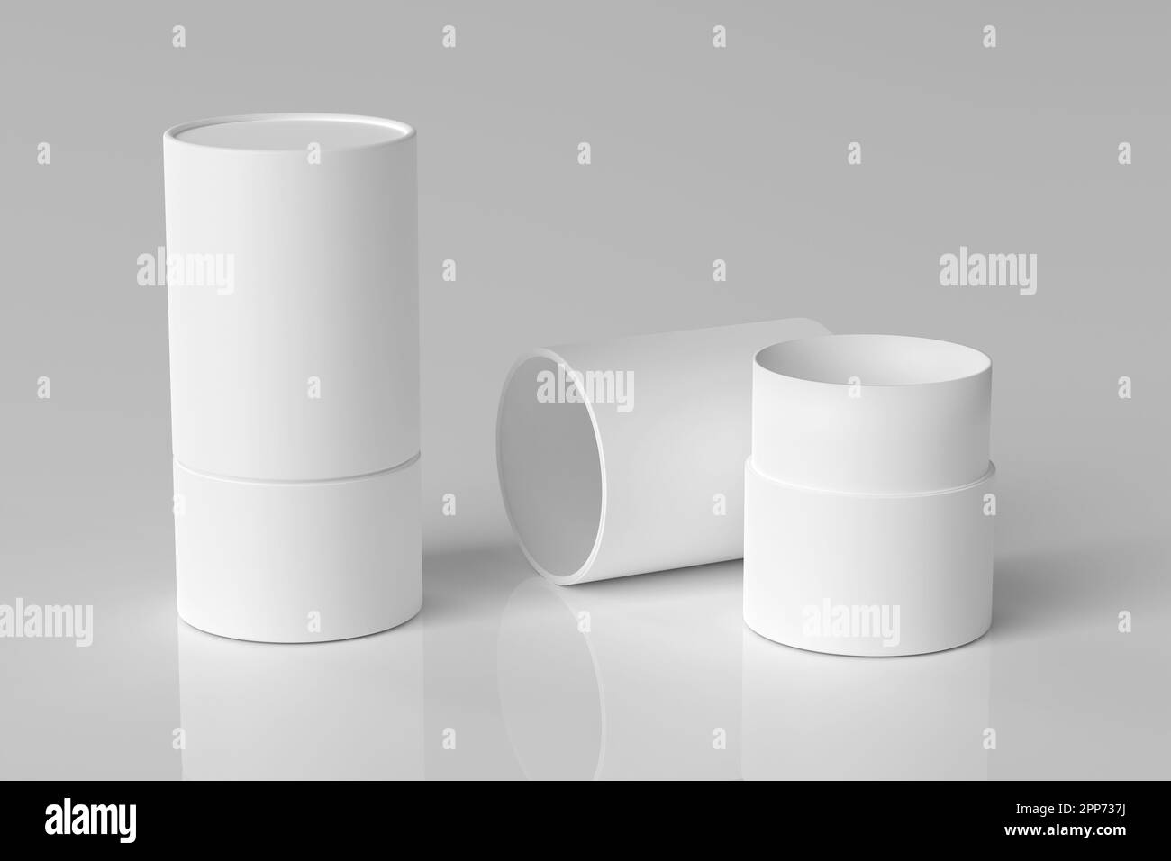 Blank White Cylinder Packaging Cardboard Box Mockup - 3D Illustration ...