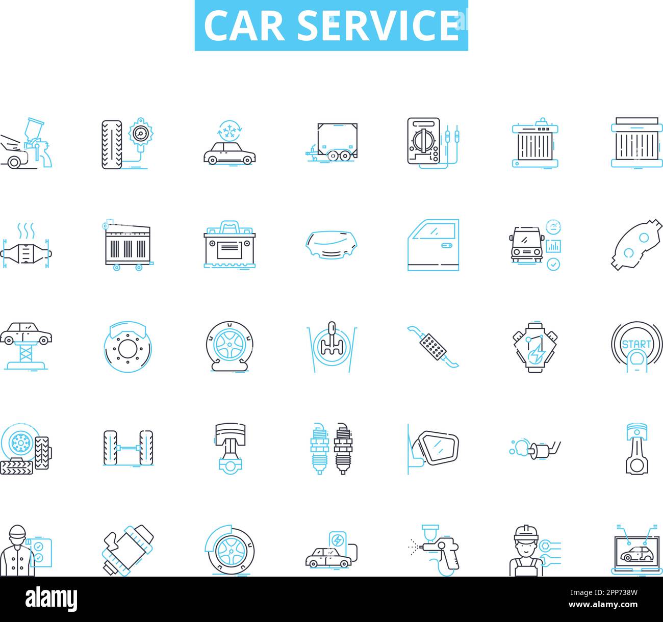 Car Service linear icons set. Maintenance, Repairs, Tune-ups ...