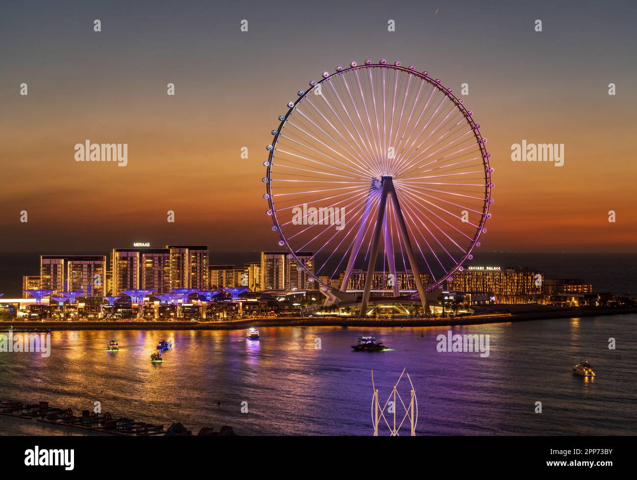 Dubai, UAE - 2 April 2023: Lights on structure of Ain Dubai Observation ...