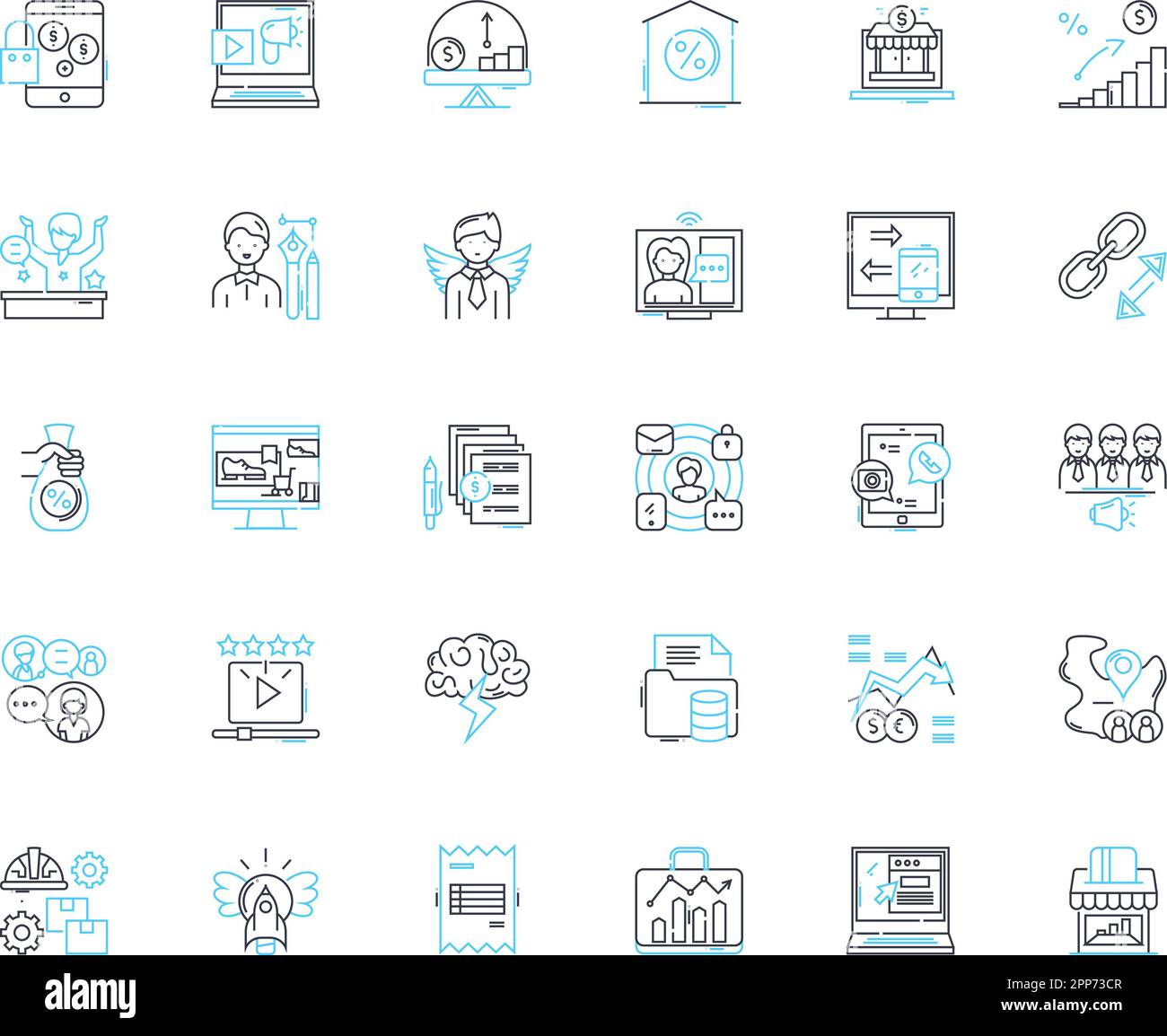 Brand skills linear icons set. Innovation, Strategy, Creativity, Design ...