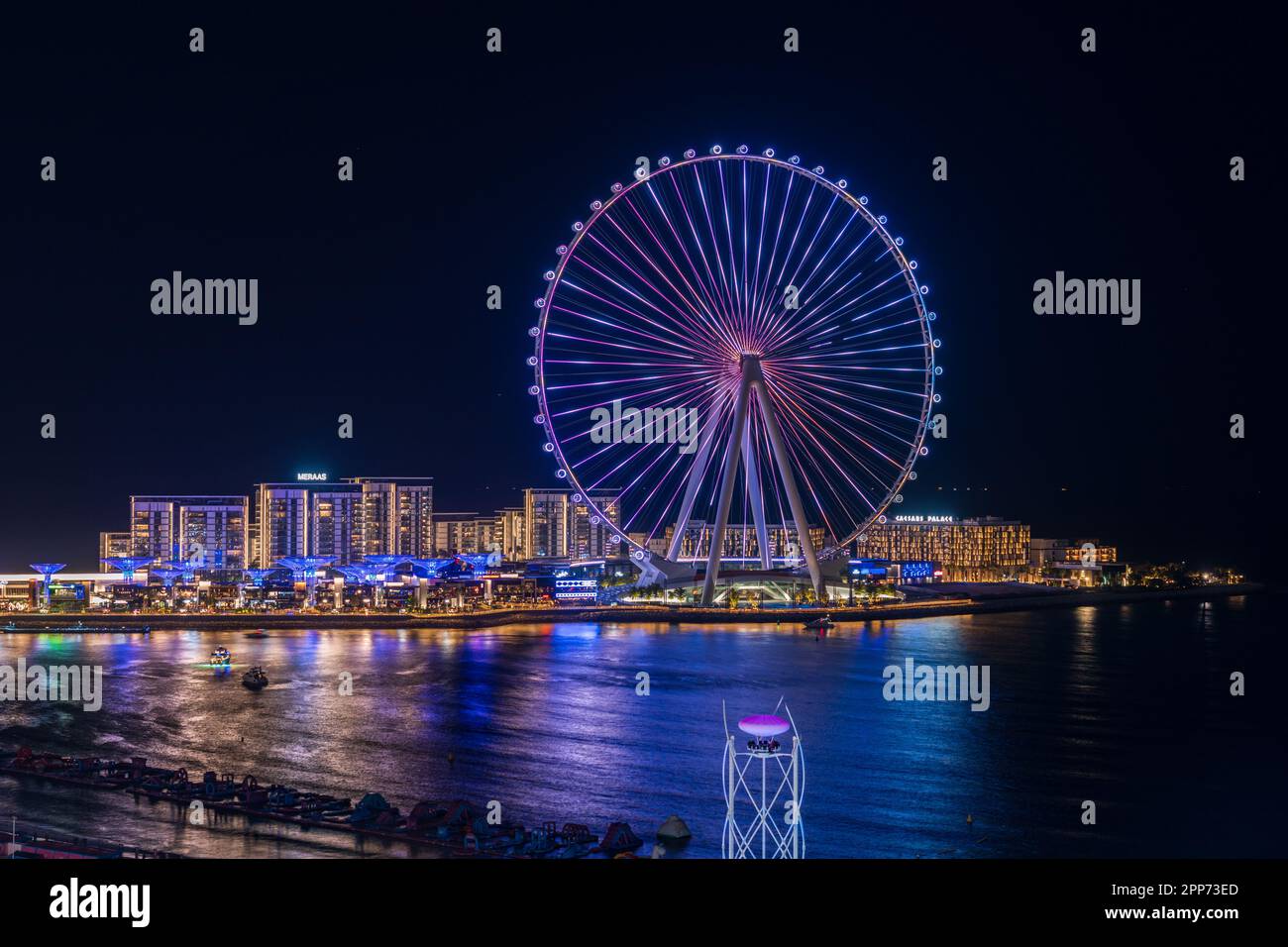 Dubai, UAE - 2 April 2023: Lights on structure of Ain Dubai Observation ...