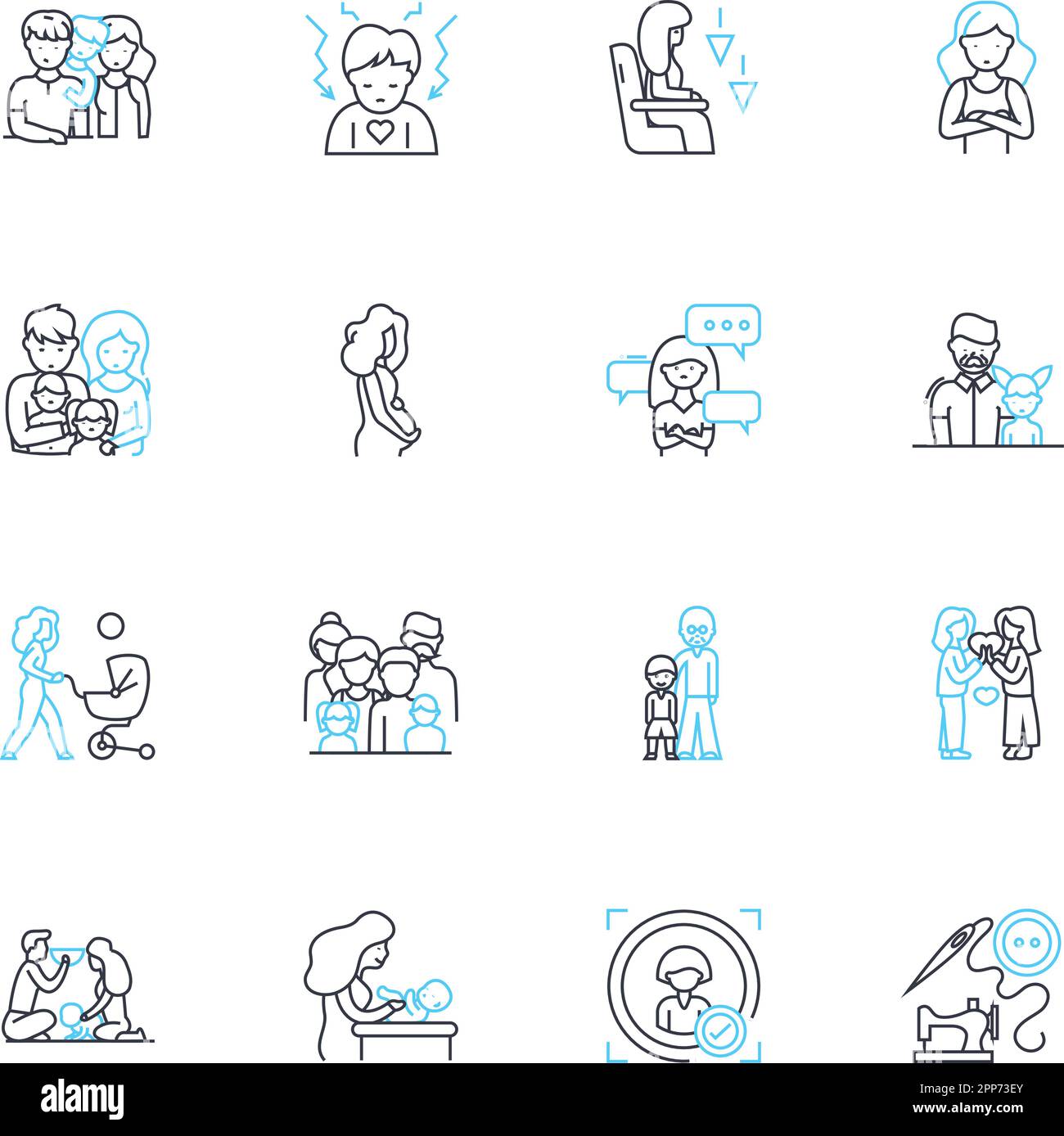 Child development linear icons set. Growth, Milests, Cognition ...