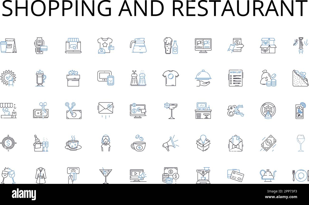Shopping and restaurant line icons collection. Supervision, Training ...