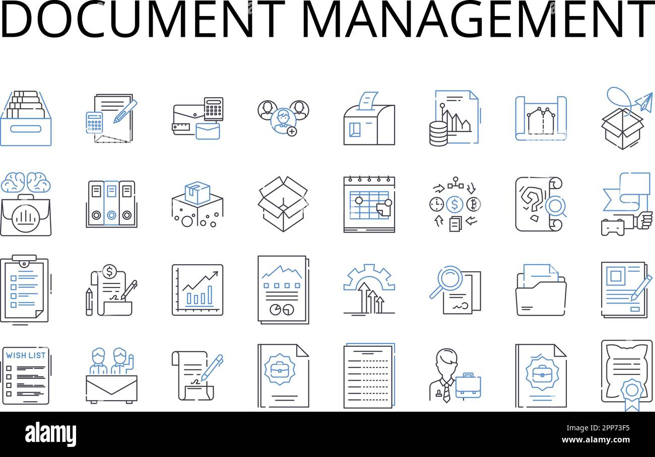 Document management line icons collection. Record keeping, File ... Document management line icons collection. Record keeping, File ...