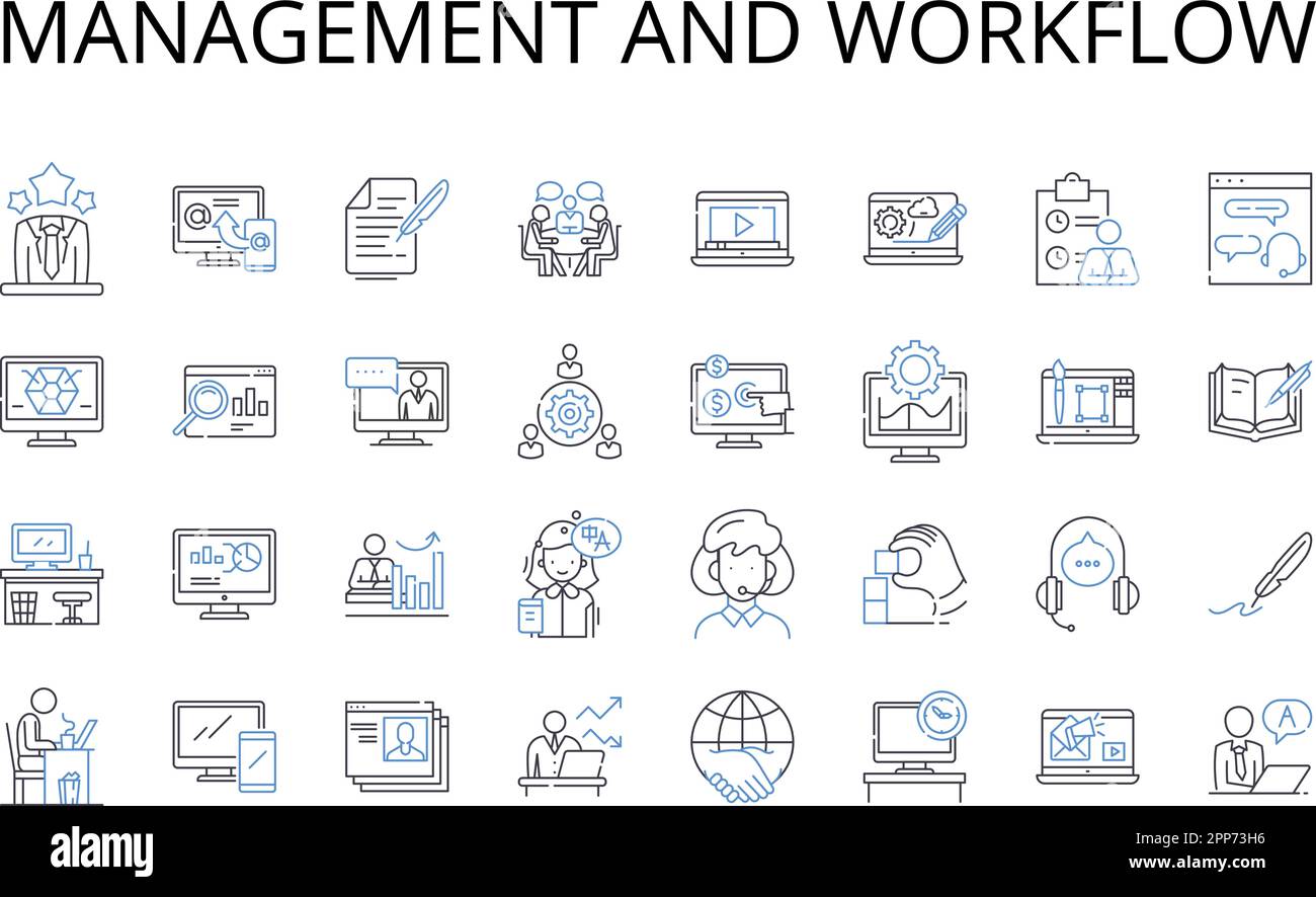 Management And Workflow Line Icons Collection Administration