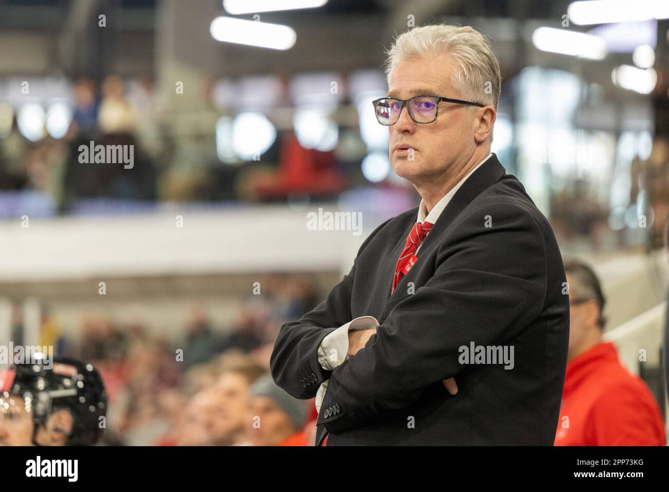 Landshut, Germany. 22nd Apr, 2023. Ice hockey: international match ...