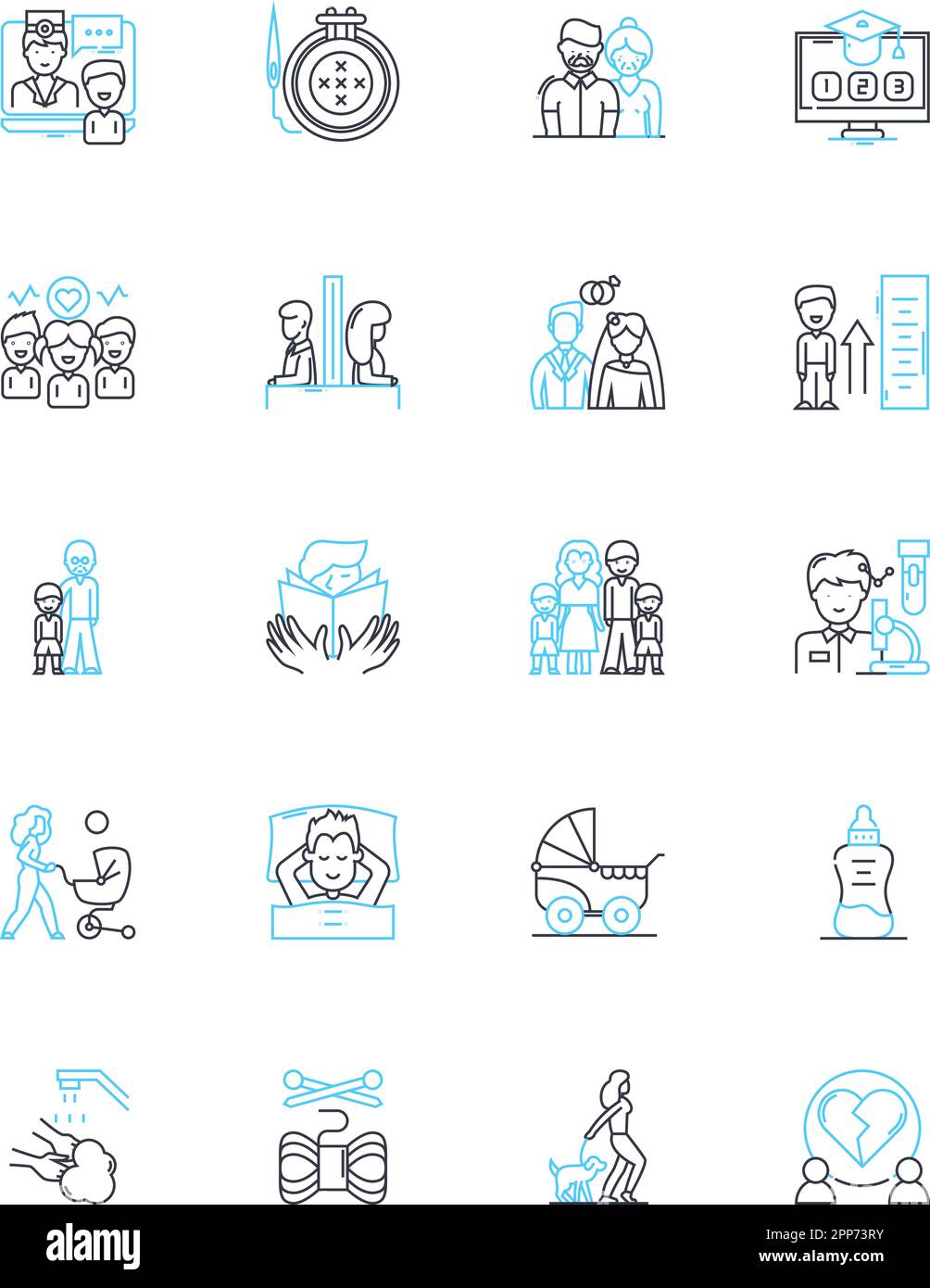 Kinship linear icons set. Family, Clan, Ancestry, Lineage, Inheritance ...