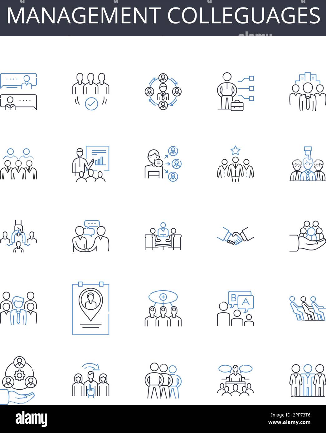Management colleguages line icons collection. Business partners, Sales ...