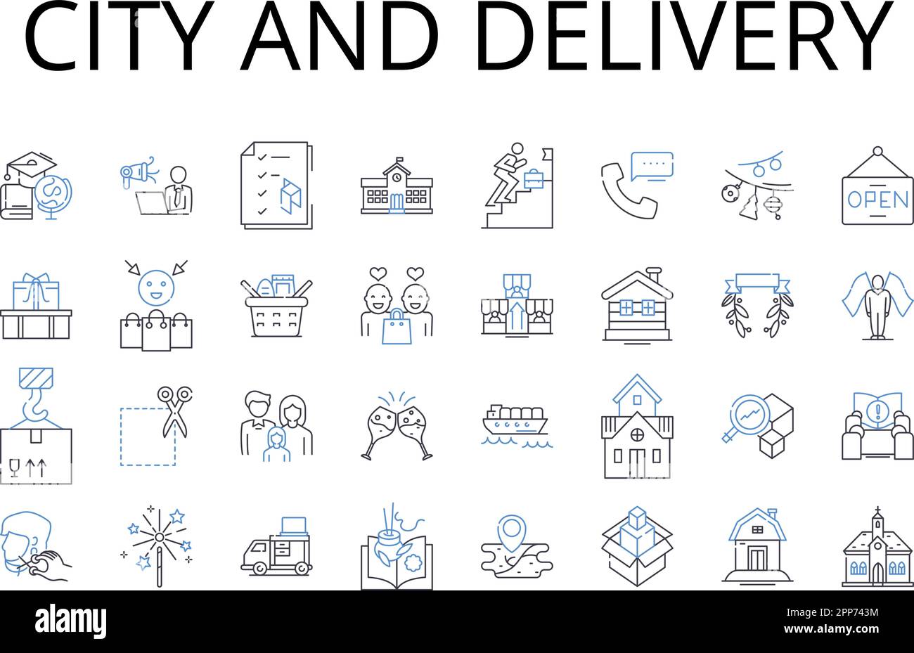 City and delivery line icons collection. Metropolitan, Urban, Municipal ...