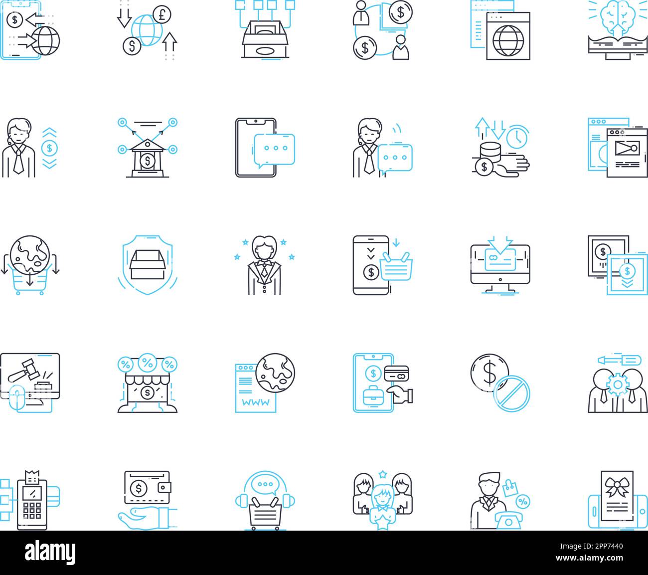 E-commerce market linear icons set. Online, Retail, Digital ...