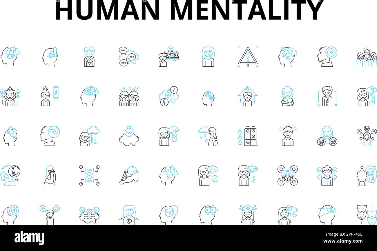 Human mentality linear icons set. Capacity, Perception, Emotion ...