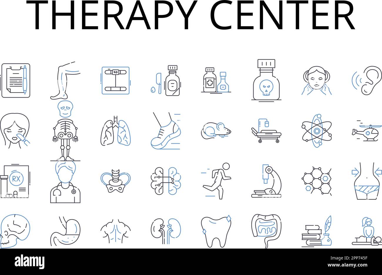 Therapy center line icons collection. Health clinic, Wellness spa ...