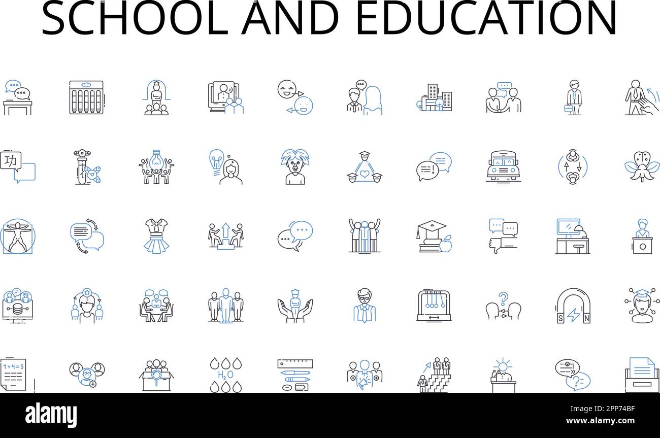 School and education line icons collection. Risk, Insurance, Assessment ... School and education line icons collection. Risk, Insurance, Assessment ...