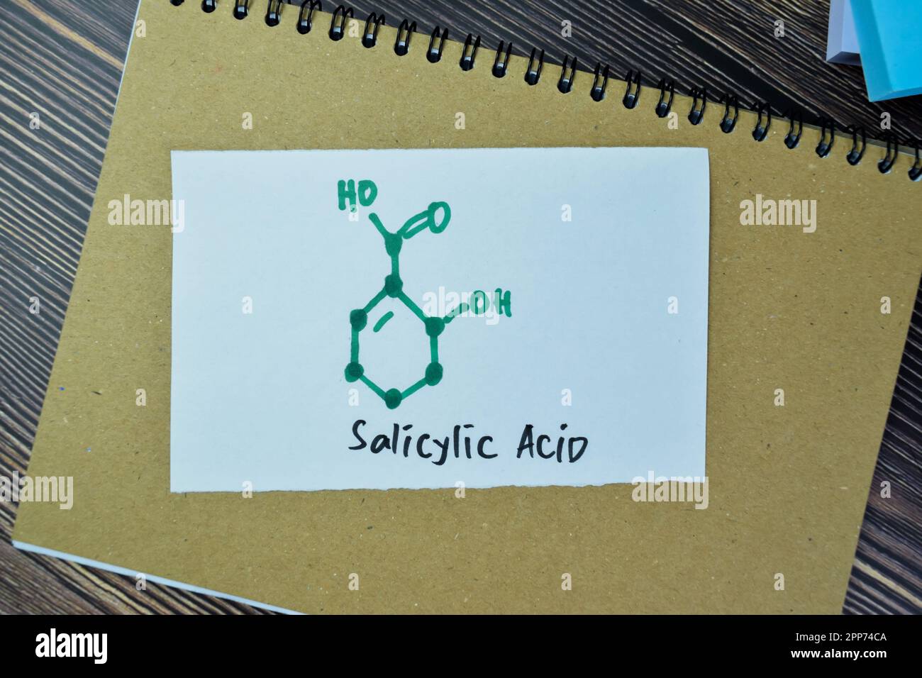 Concept of chemical molecular formule hormone Salicylic Acid write on ...