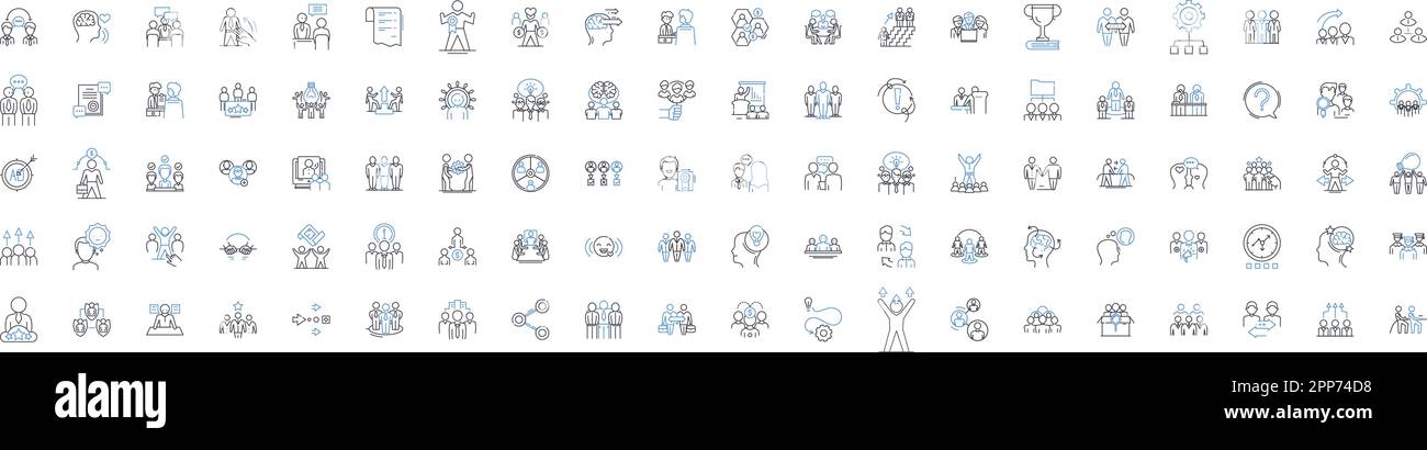 Workplace colleagues line icons collection. Collaboration, Teamwork ...