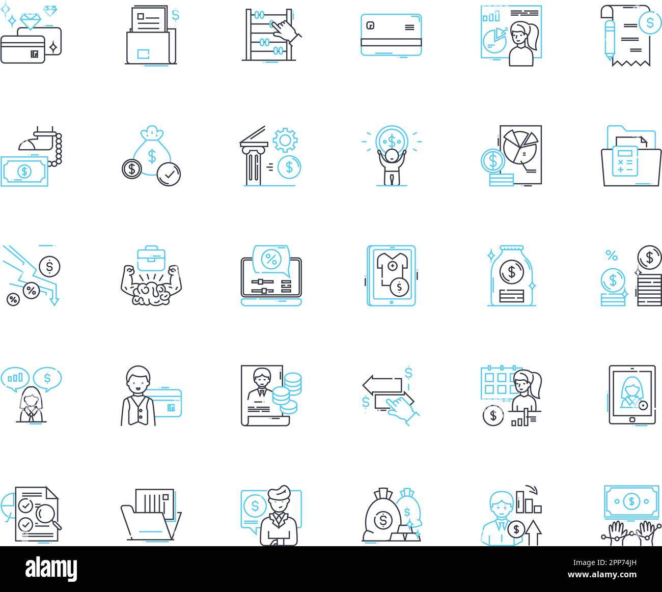 Investment strategy linear icons set. Diversification, Allocation, Risk ...