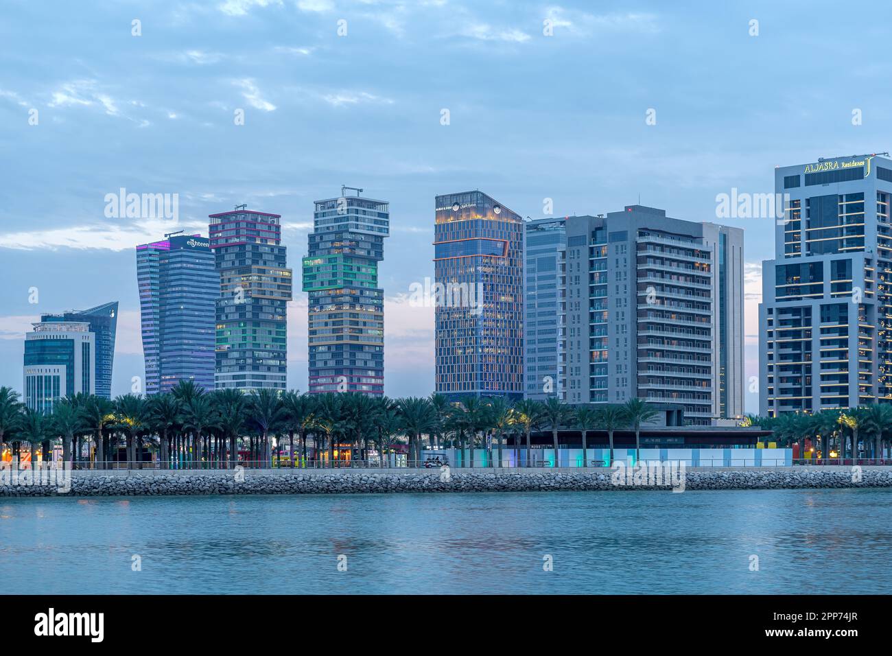 Beautiful Lusail Skyline view from Lusail Marina Stock Photo - Alamy