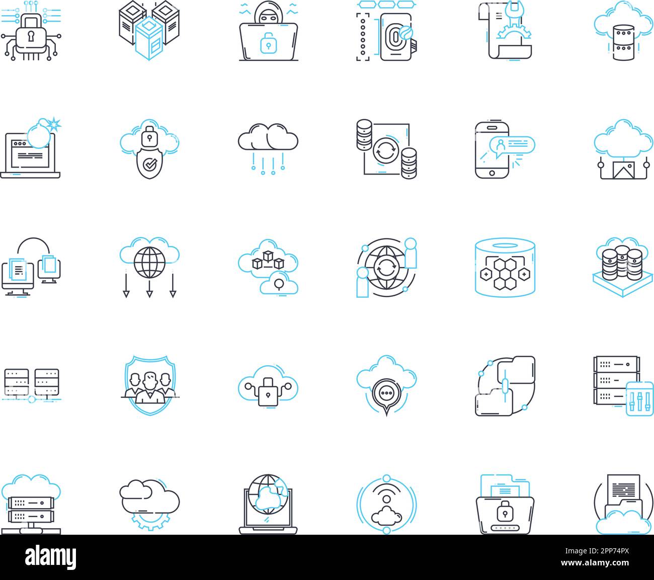 Information security linear icons set. Encryption, Firewall, Malware ... Information security linear icons set. Encryption, Firewall, Malware ...