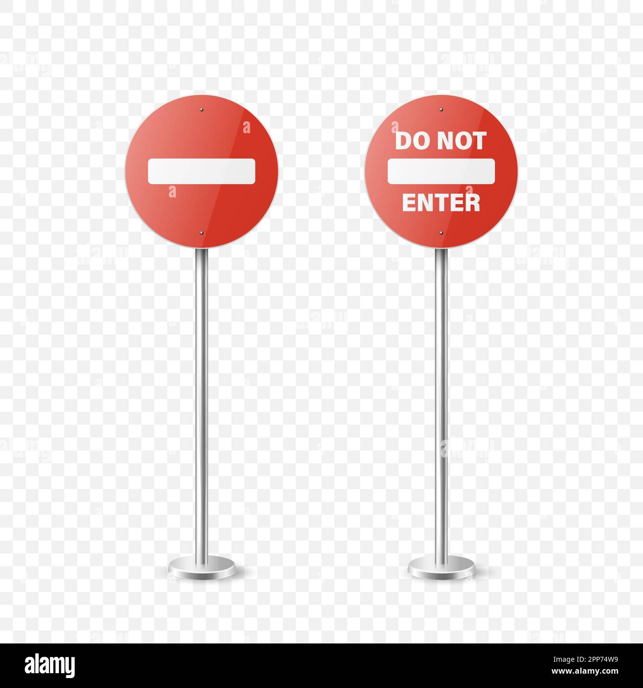Stop. Vector White and Red Round Glossy Prohibition Stop Sign Icon Set ...