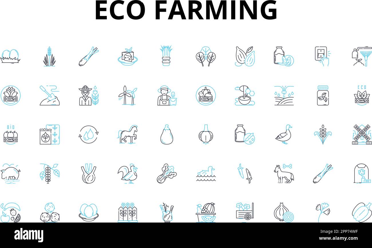 Eco farming linear icons set. Sustainability, Organic, Permaculture ...