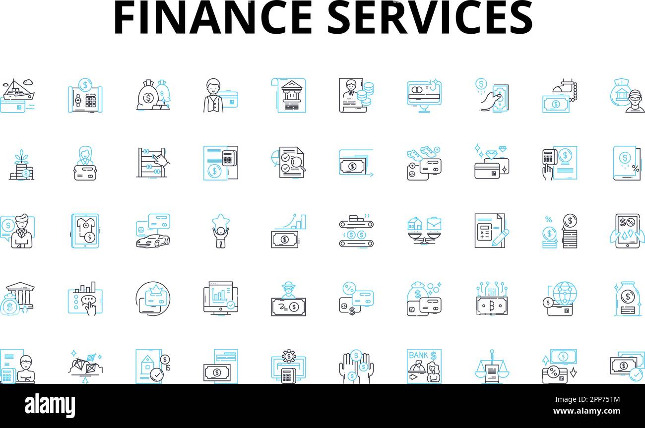Finance services linear icons set. Investment, Budgeting, Taxation ...