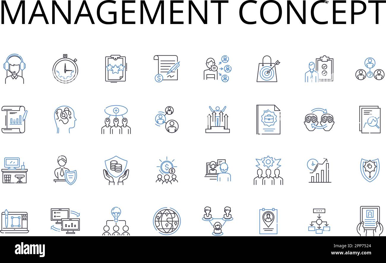 Management concept line icons collection. Leadership theory ...