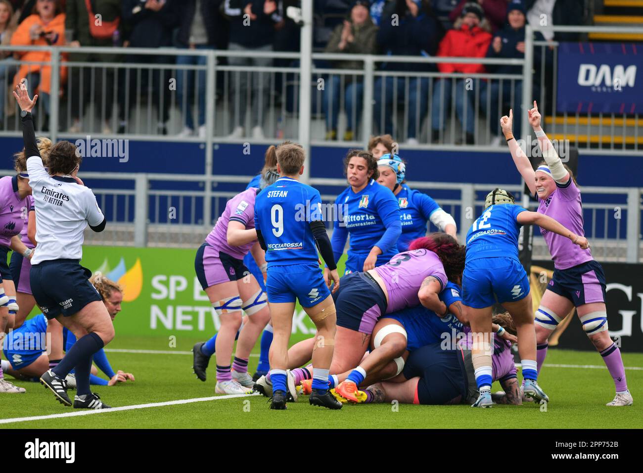 Edinburgh Scotland, UK 22 April 2023. Lana Skeldon scores the second ...