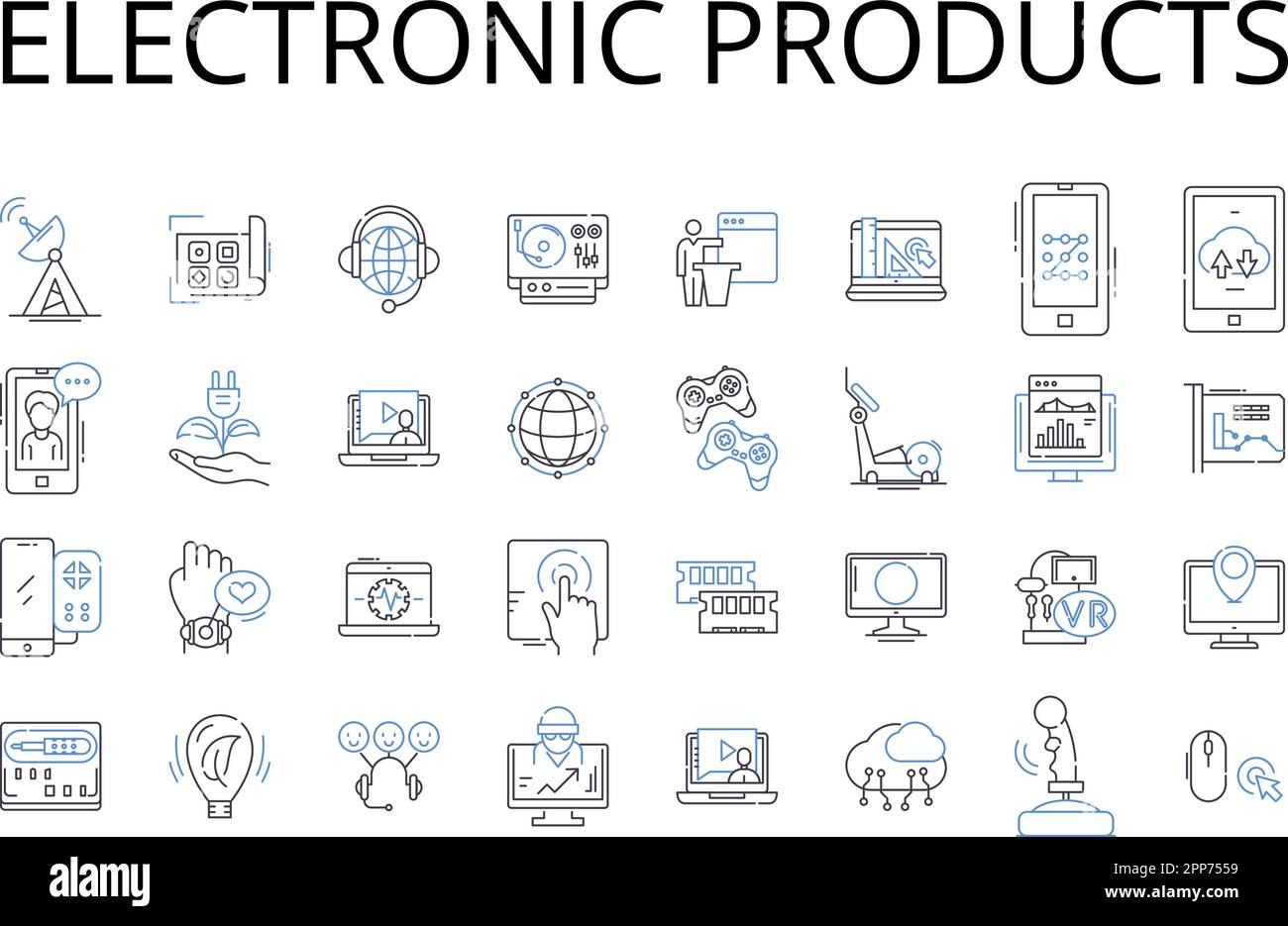 Electronic products line icons collection. Digital devices ...