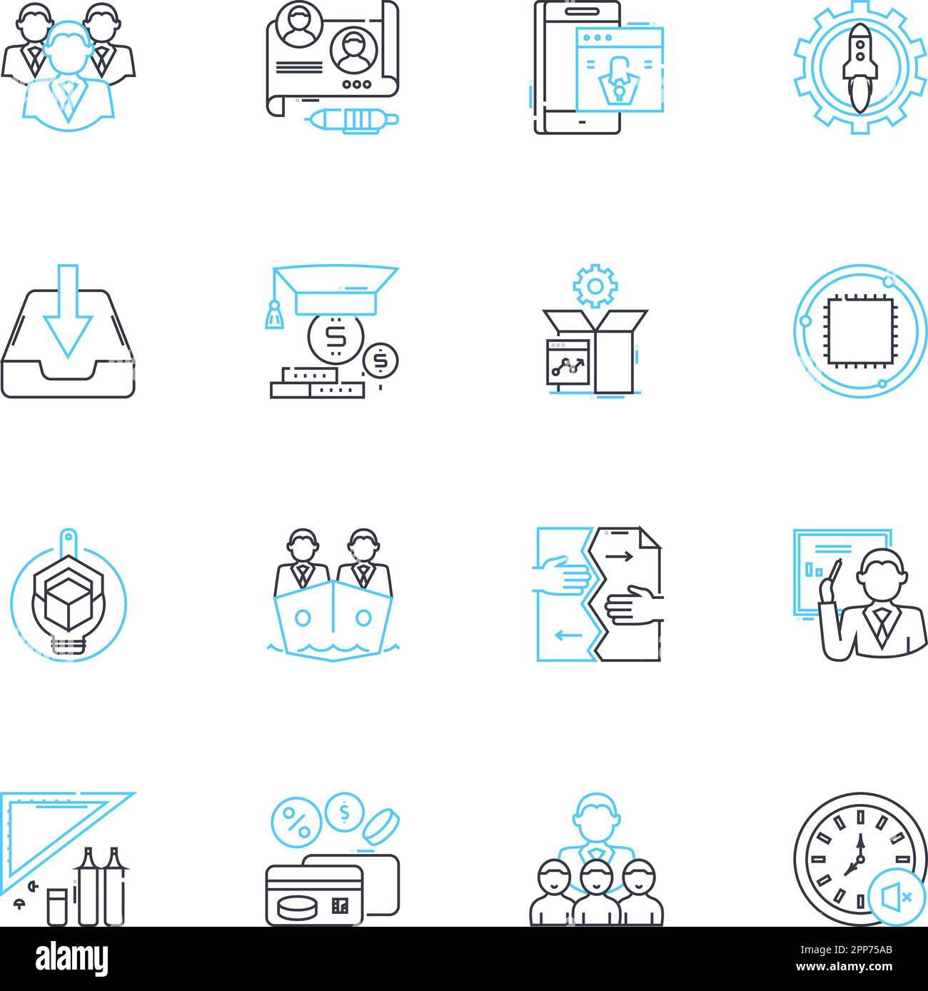 Professional Workspace Design Linear Icons Set Ergonomics