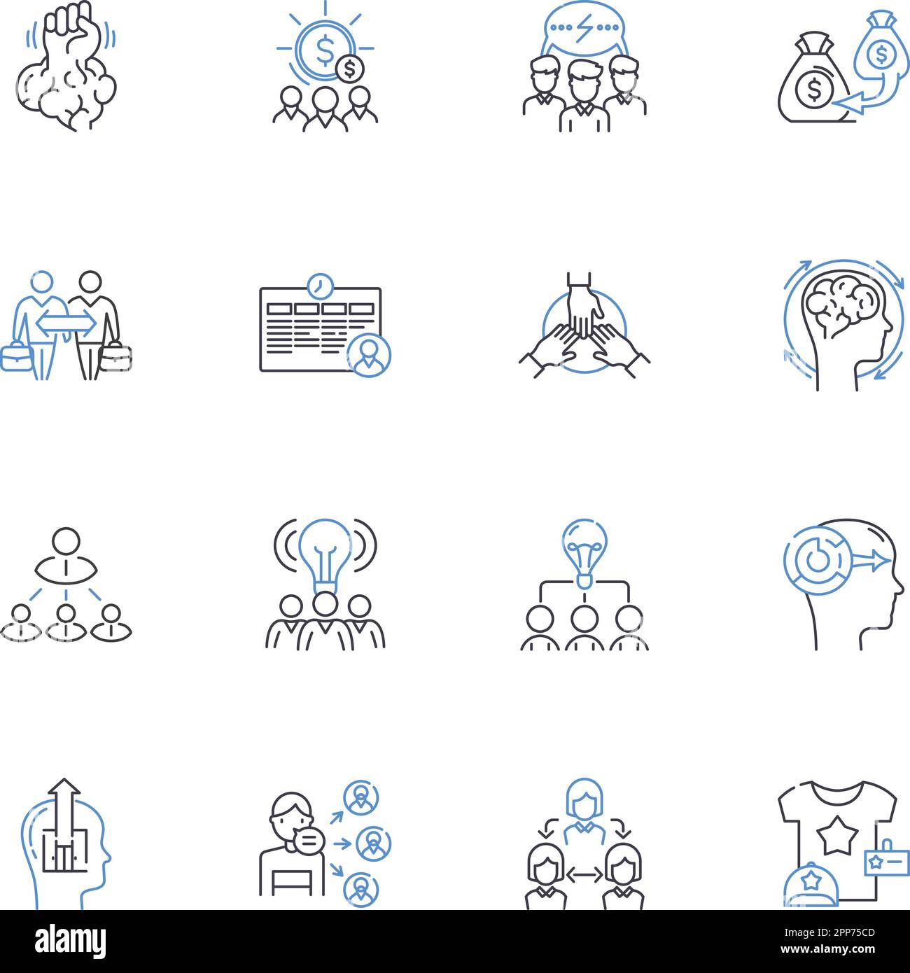 Complementary cooperation line icons collection. Collaboration, Synergy ...