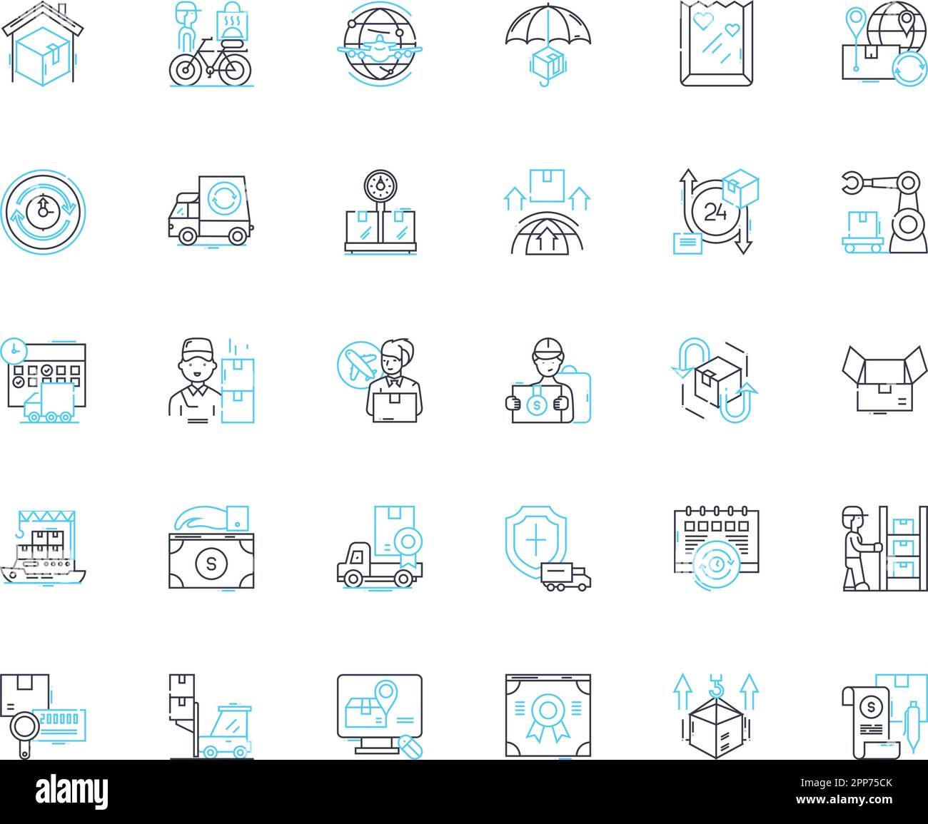 Goods delivery linear icons set. Shipping, Delivery, Logistics, Parcel ...