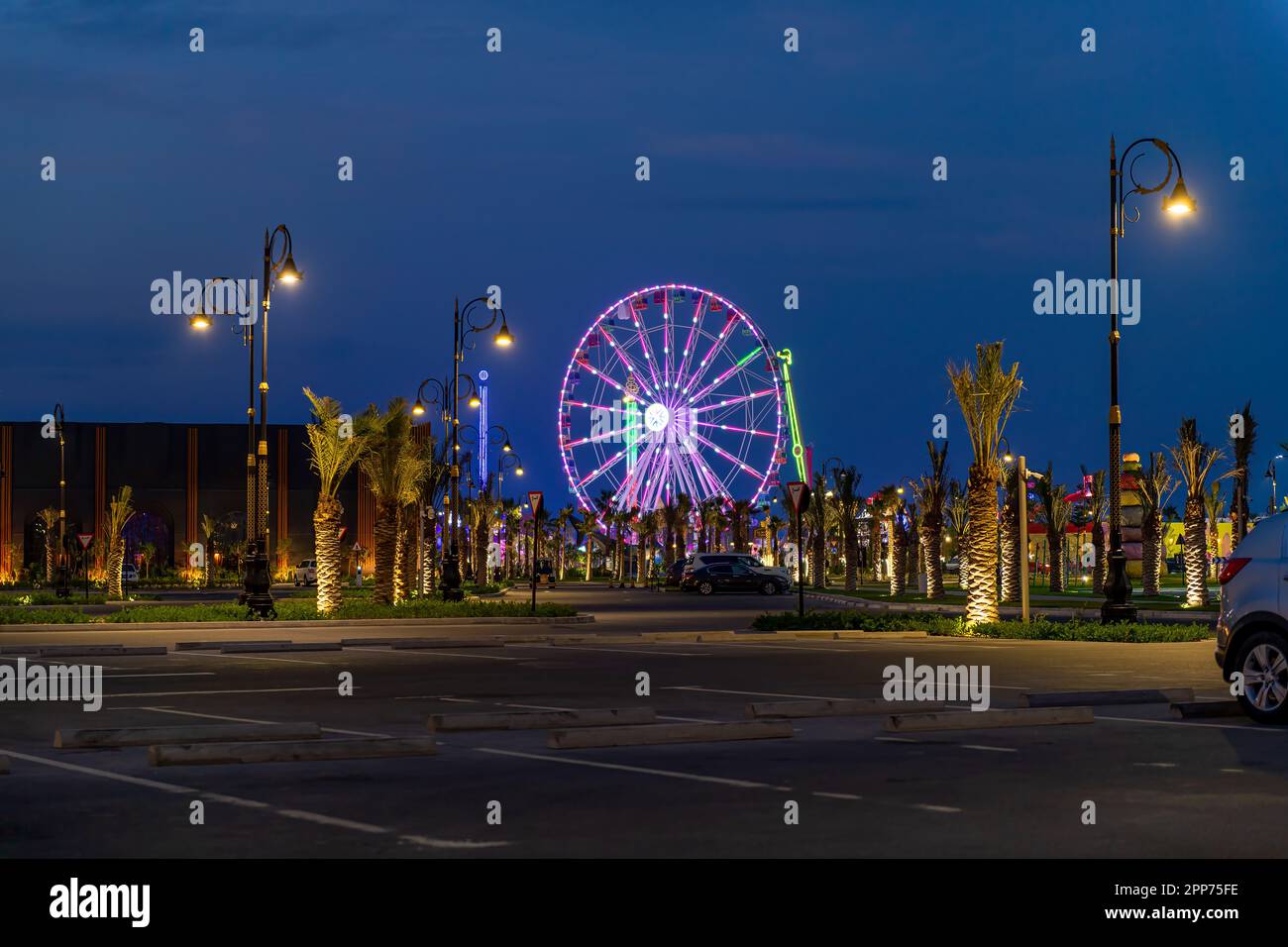 Ferris wheel, Lusail Winter Wonderland outdoor amusement park in Al ...
