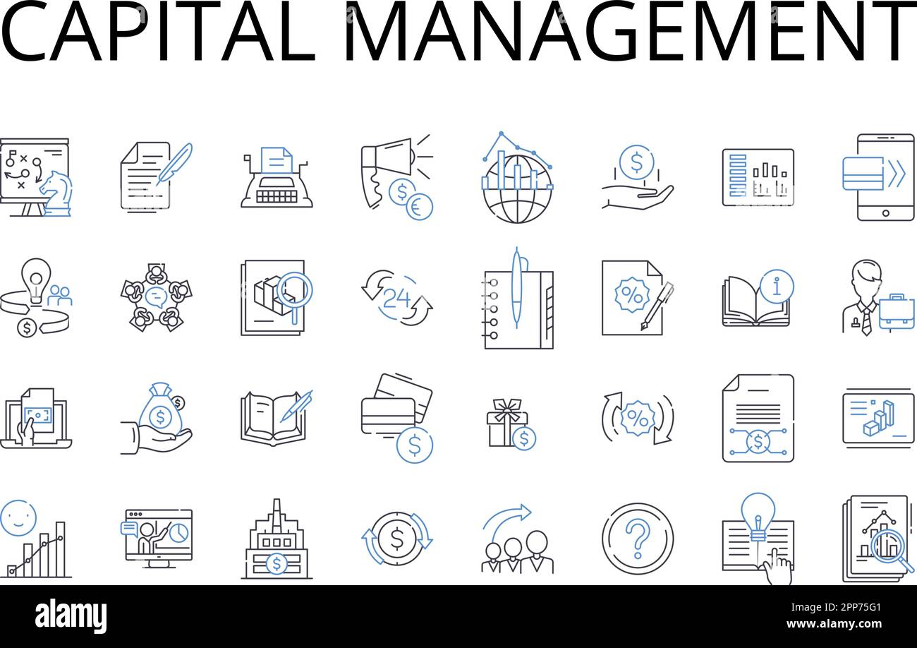 Capital management line icons collection. Budget control, Fiscal ...