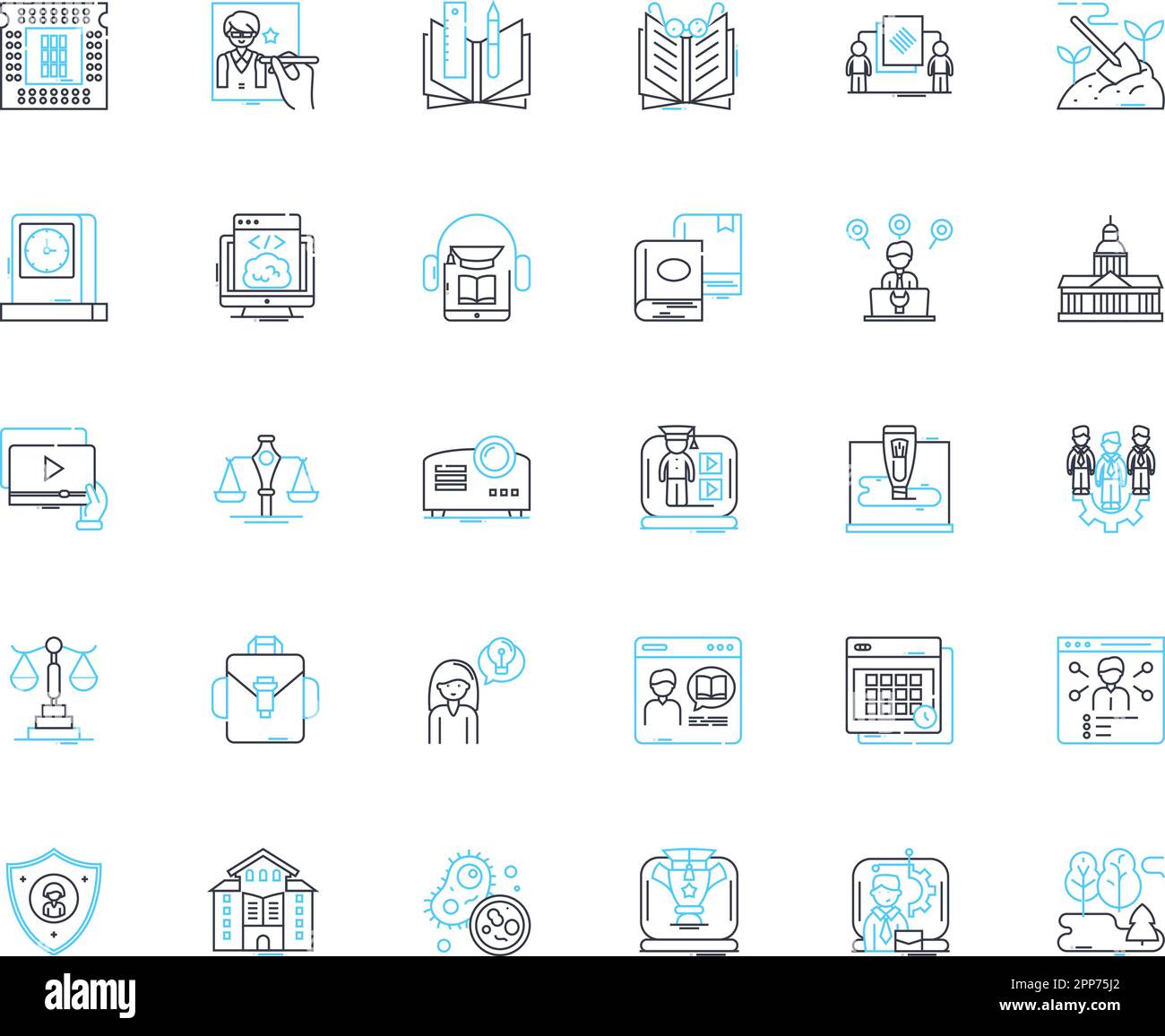 Teaching elements linear icons set. Curriculum, Pedagogy, Classroom, Instruction, Methodology ...