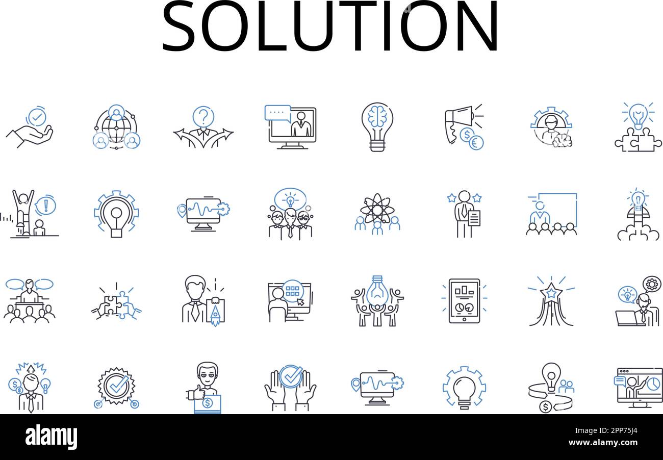Solution Line Icons Collection Answer Fix Resolve Cure Remedy Key Way Out Vector And