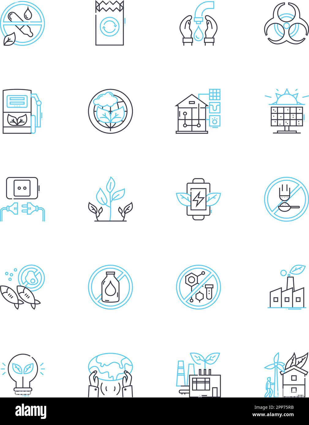 Green fuels linear icons set. Ethanol, Biogasoline, Biodiesel, Hydrogen ...