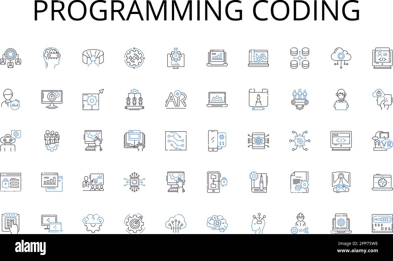 Programming coding line icons collection. Maintenance, Repair, Cleaning, Cleaning supplies ...