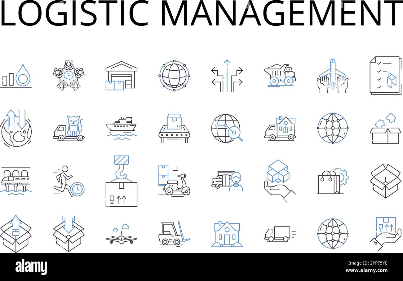 Logistic management line icons collection. Supply chain, Distribution ... Logistic management line icons collection. Supply chain, Distribution ...
