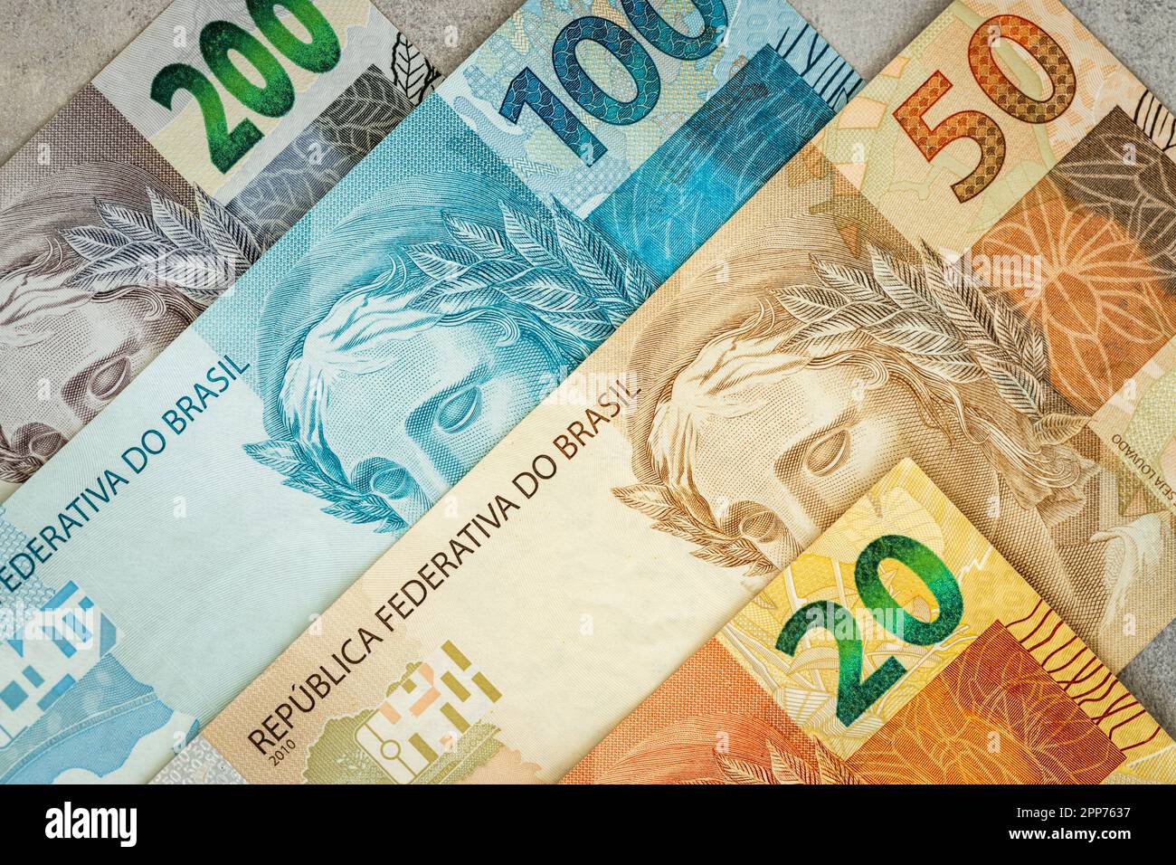Brazil finance, Brazilian cash, top bills, business concept Stock Photo ...