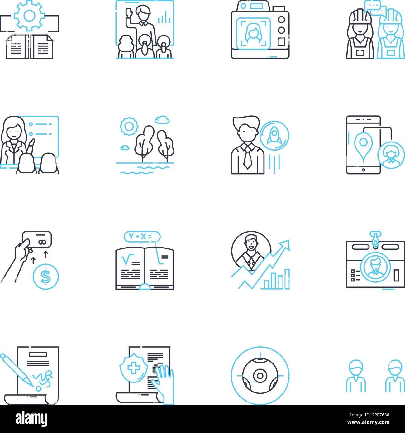 Staffing Solutions linear icons set. Recruitment, Talent, Placement ... Staffing Solutions linear icons set. Recruitment, Talent, Placement ...