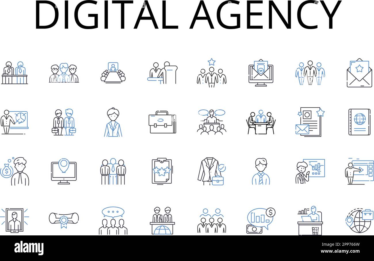 Digital Agency line icons collection. Creative Studio, Marketing Firm ...