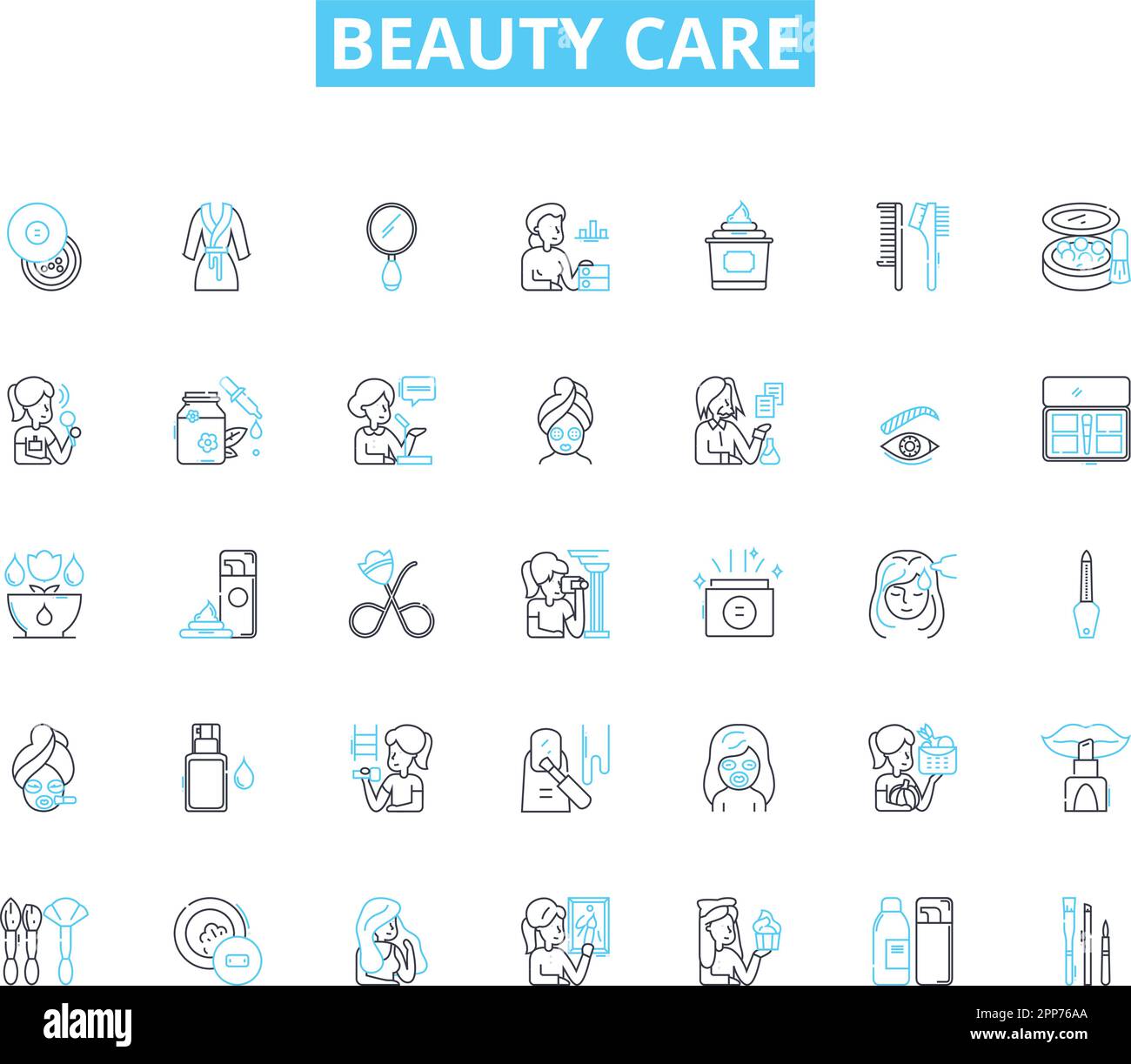 Beauty care linear icons set. Skincare, Cosmetics, Makeup, Haircare ...