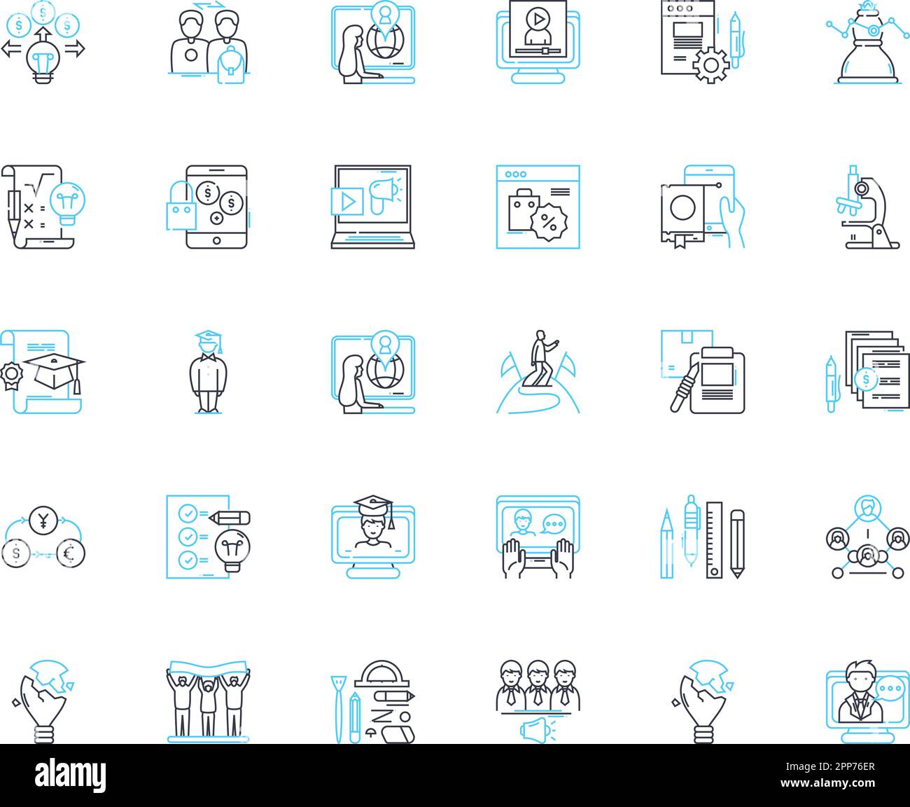 Commercial education linear icons set. Business, Economics, Finance ...