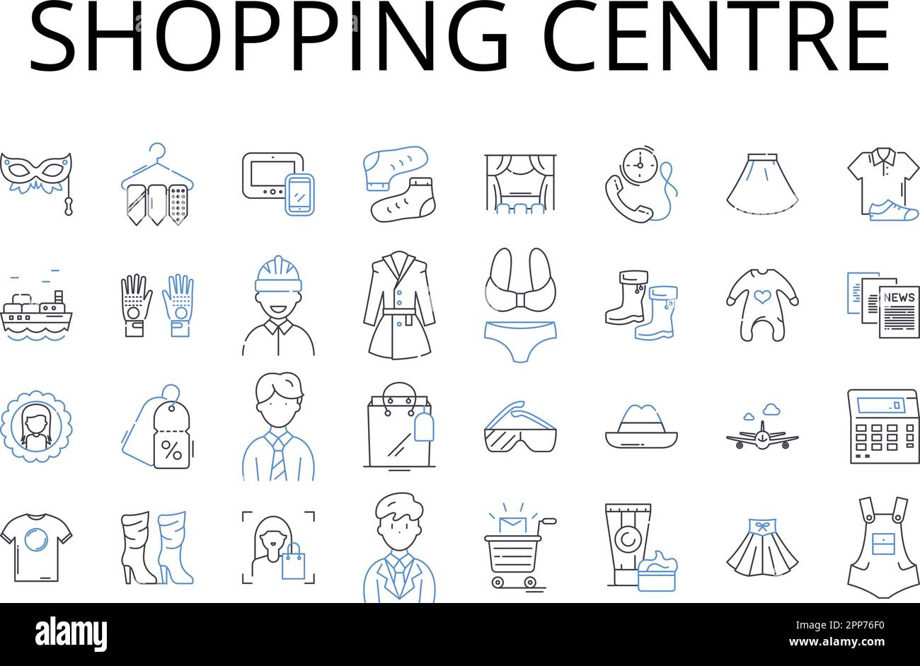 Shopping centre line icons collection. Retail complex, Marketplace ...