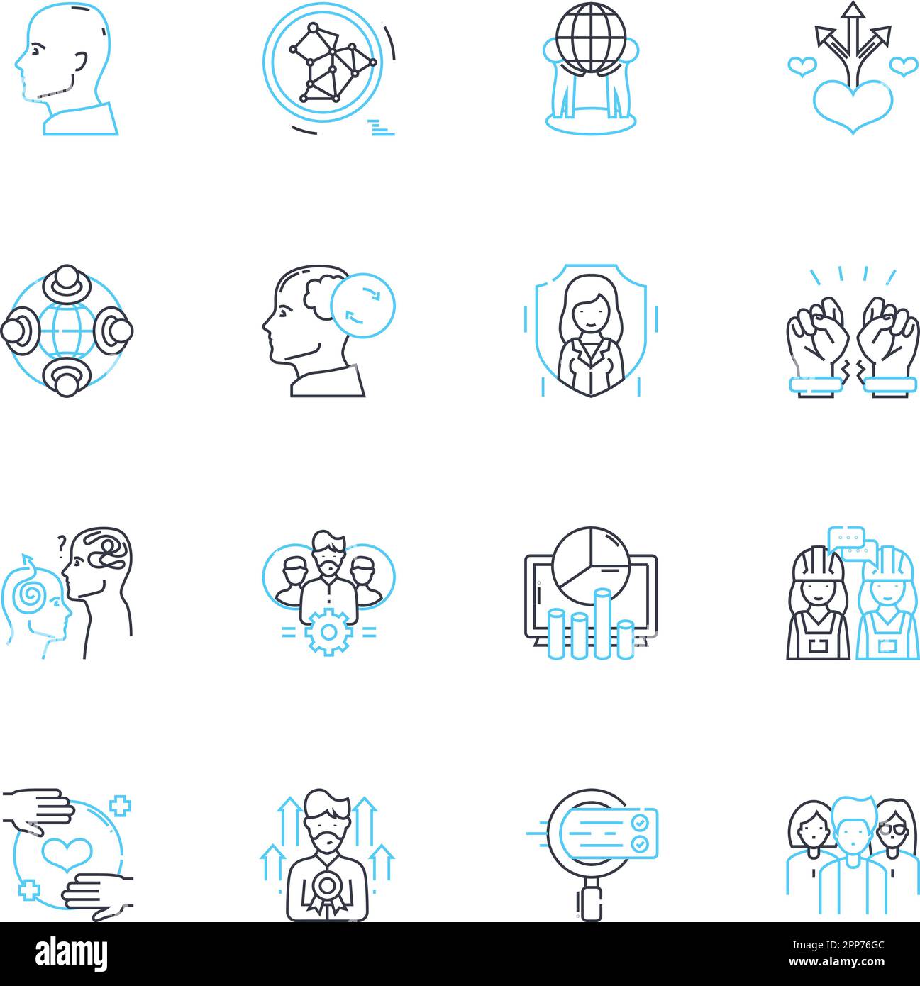 Collaborative venture linear icons set. Partnership, Cooperation ...