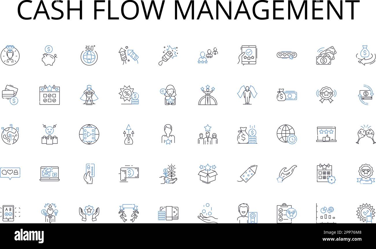 Cash flow management line icons collection. Management, Coordination ...