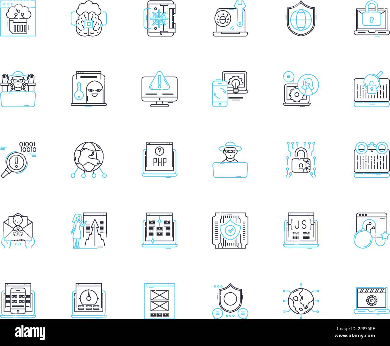 Artificial universe linear icons set. Simulation, Virtuality, Sci-fi ...