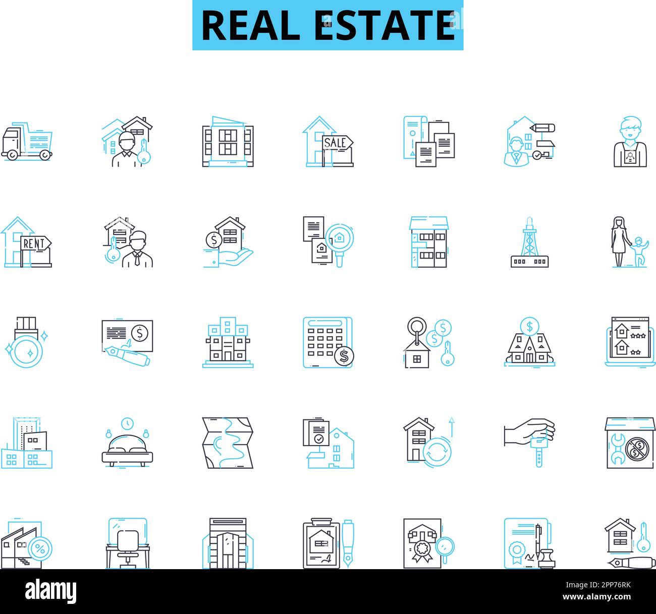 Real estate linear icons set. Property, Home, Mortgage, Investment ...