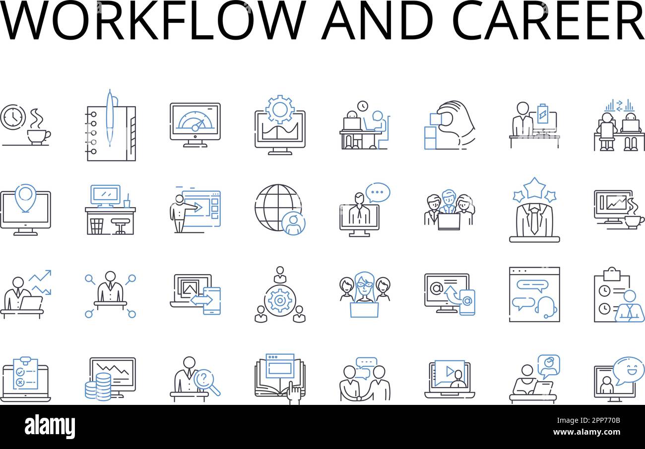 Workflow and career line icons collection. Communication and dialogue, Knowledge and expertise ...