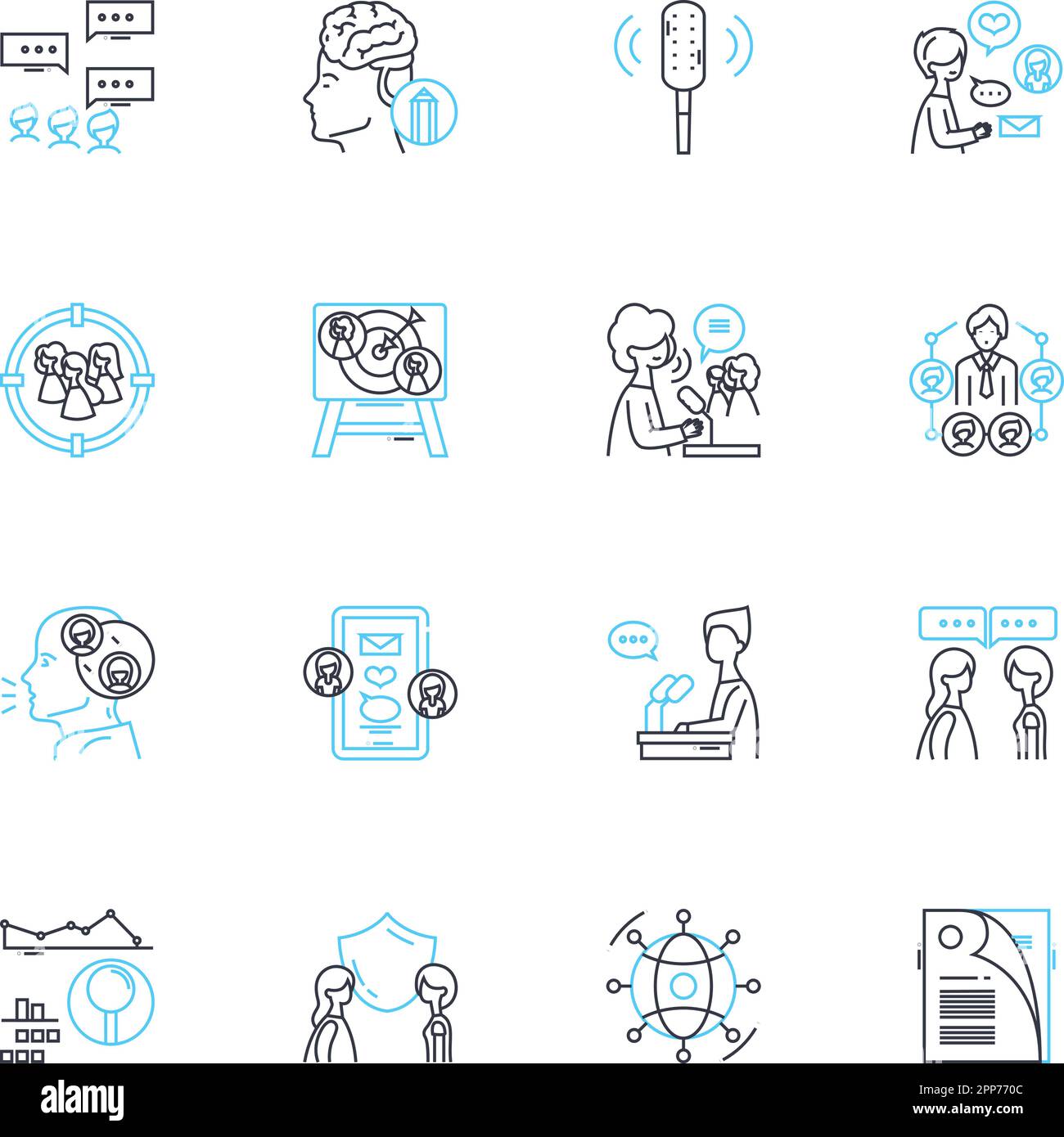 Emotional Attachment Linear Icons Set Love Bond Connection Devotion Affection Commitment